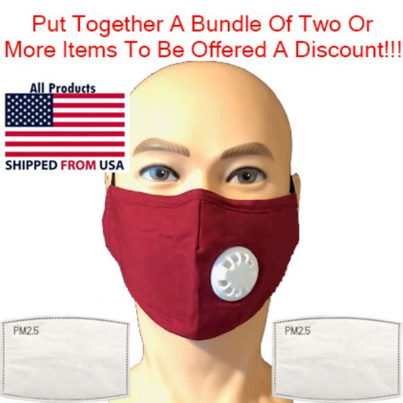 Generic | Accessories | Red Face Mask Air Valve 2 Filters | Poshmark